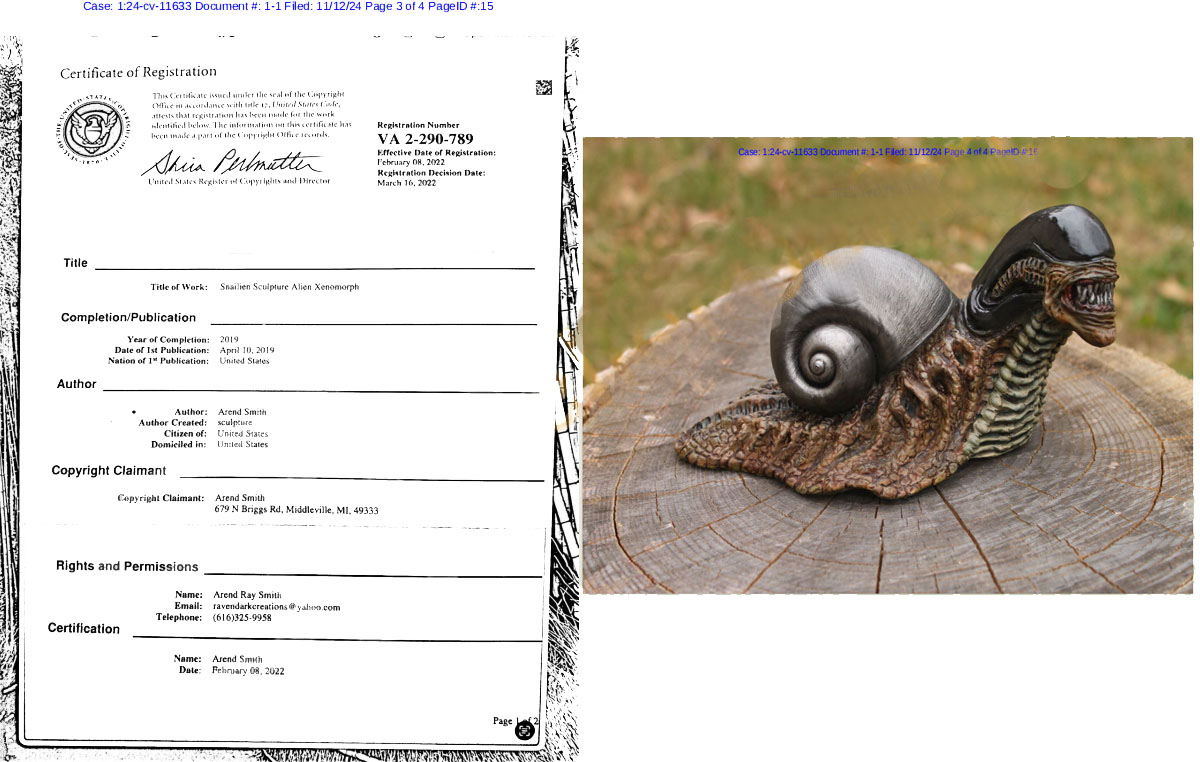 TRO和解 应诉 24-cv-11633 Arend Smith 雕塑 - 案件列表2024 - 正律有为